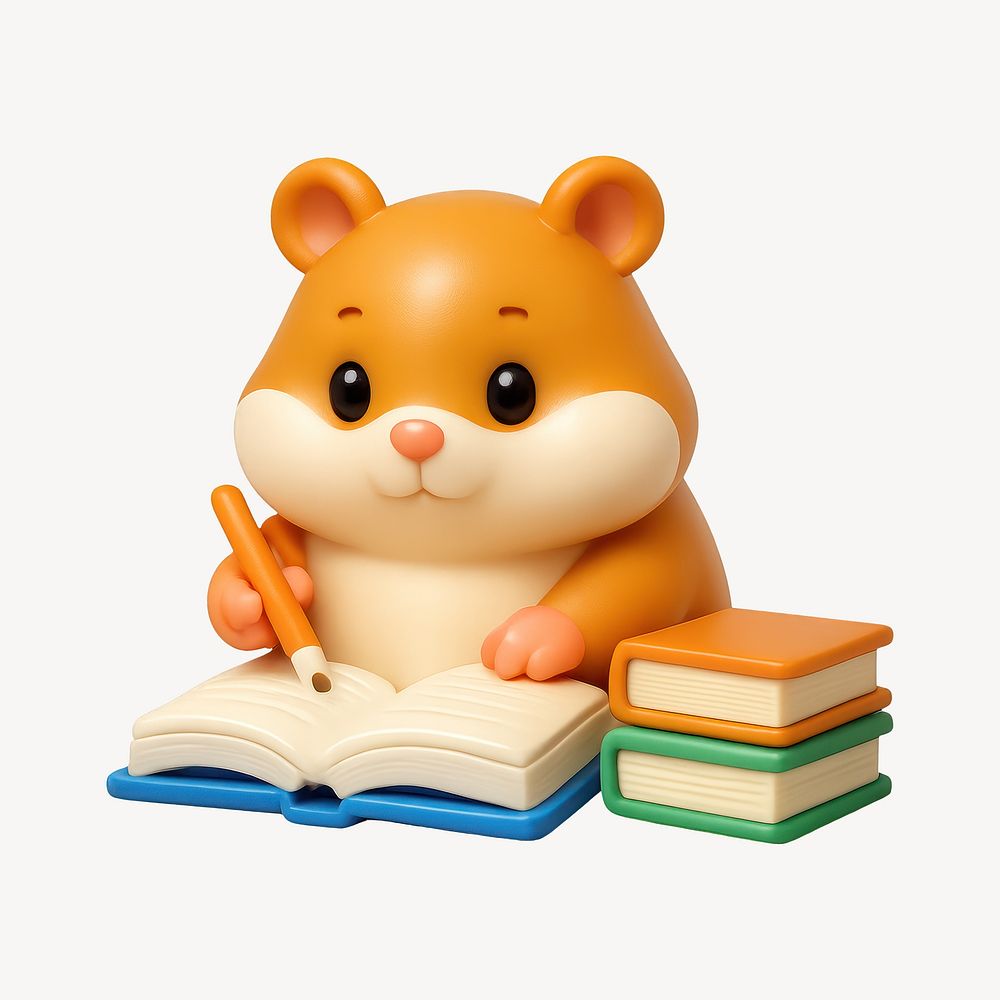Cute hamster studying books | Free Photo Illustration - rawpixel