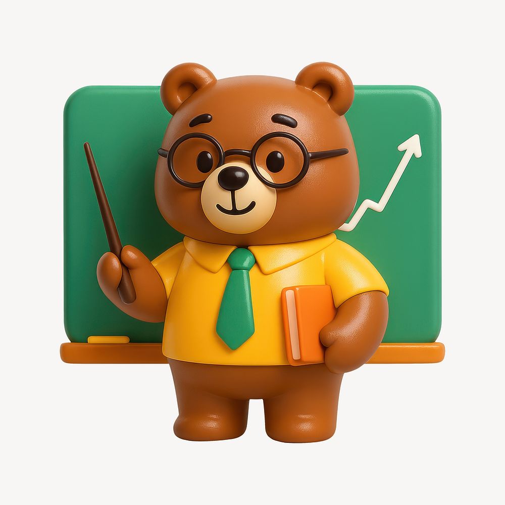 Cartoon bear teacher illustration | Free Photo Illustration - rawpixel