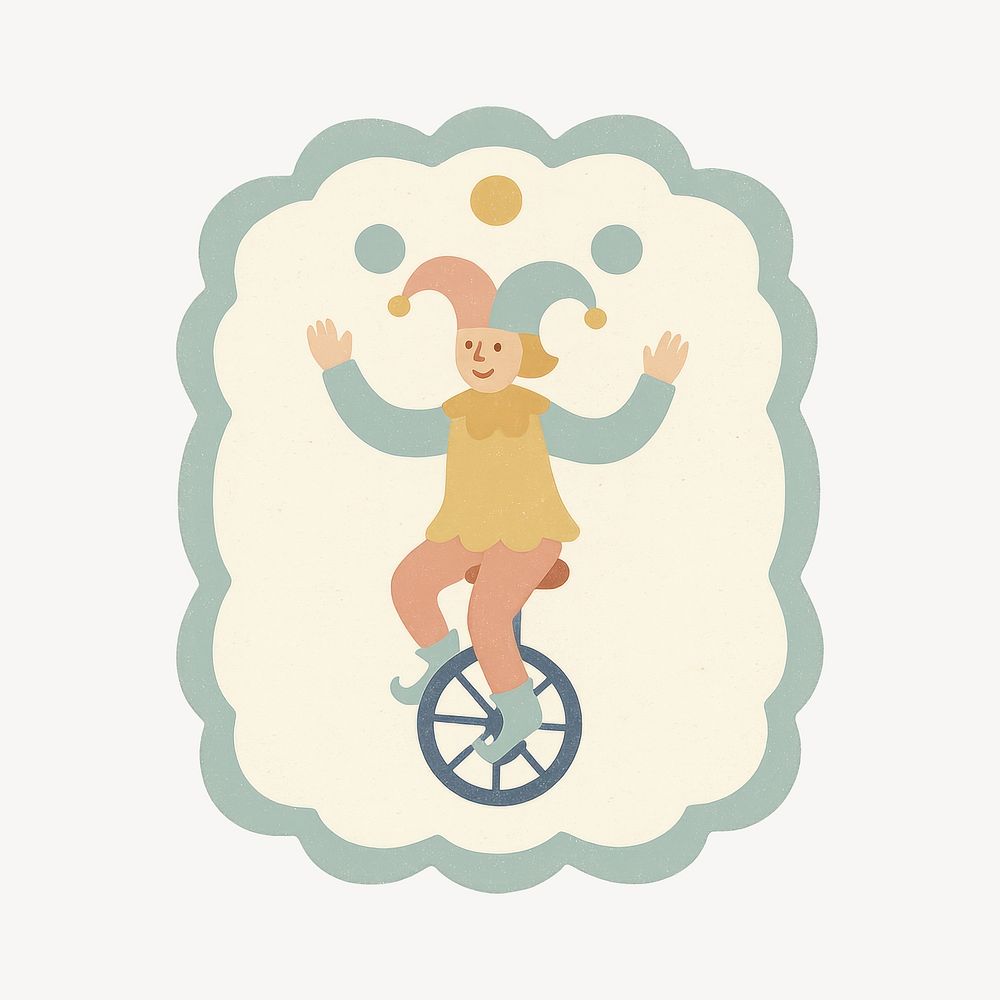Jester juggling on unicycle | Free Photo Illustration - rawpixel