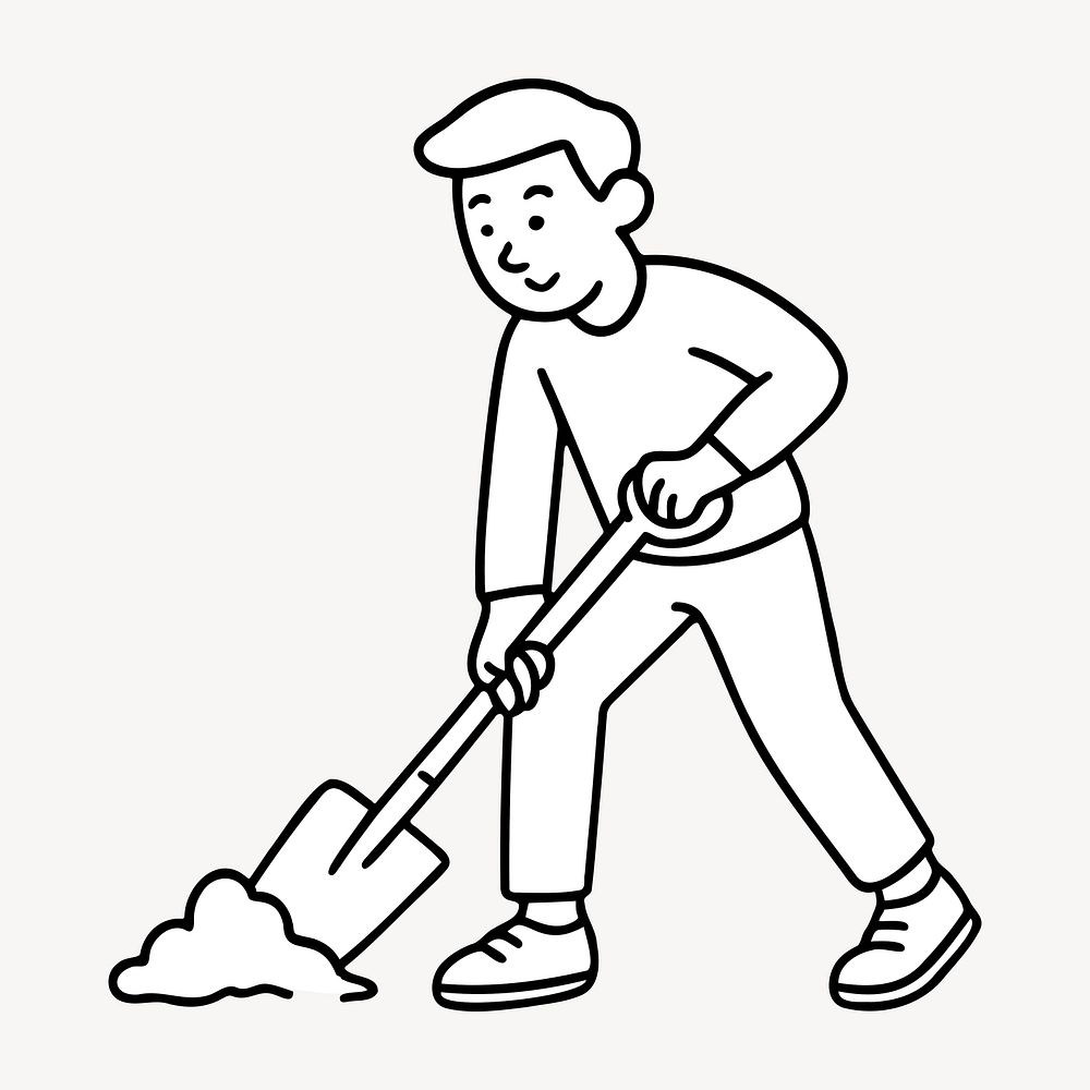 Cartoon man digging soil | Free Photo Illustration - rawpixel