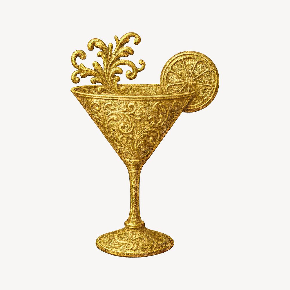 Elegant golden cocktail glass illustration | Free Photo Illustration ...