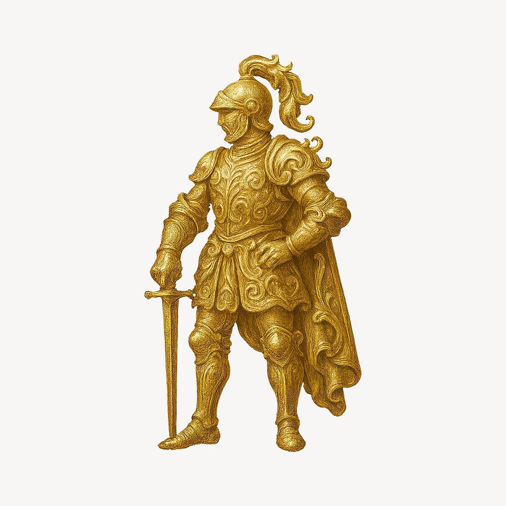 Golden knight illustration, ornate armor | Free Photo Illustration ...