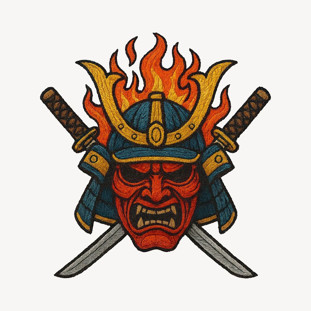 Fiery samurai mask emblem | Free Photo - rawpixel