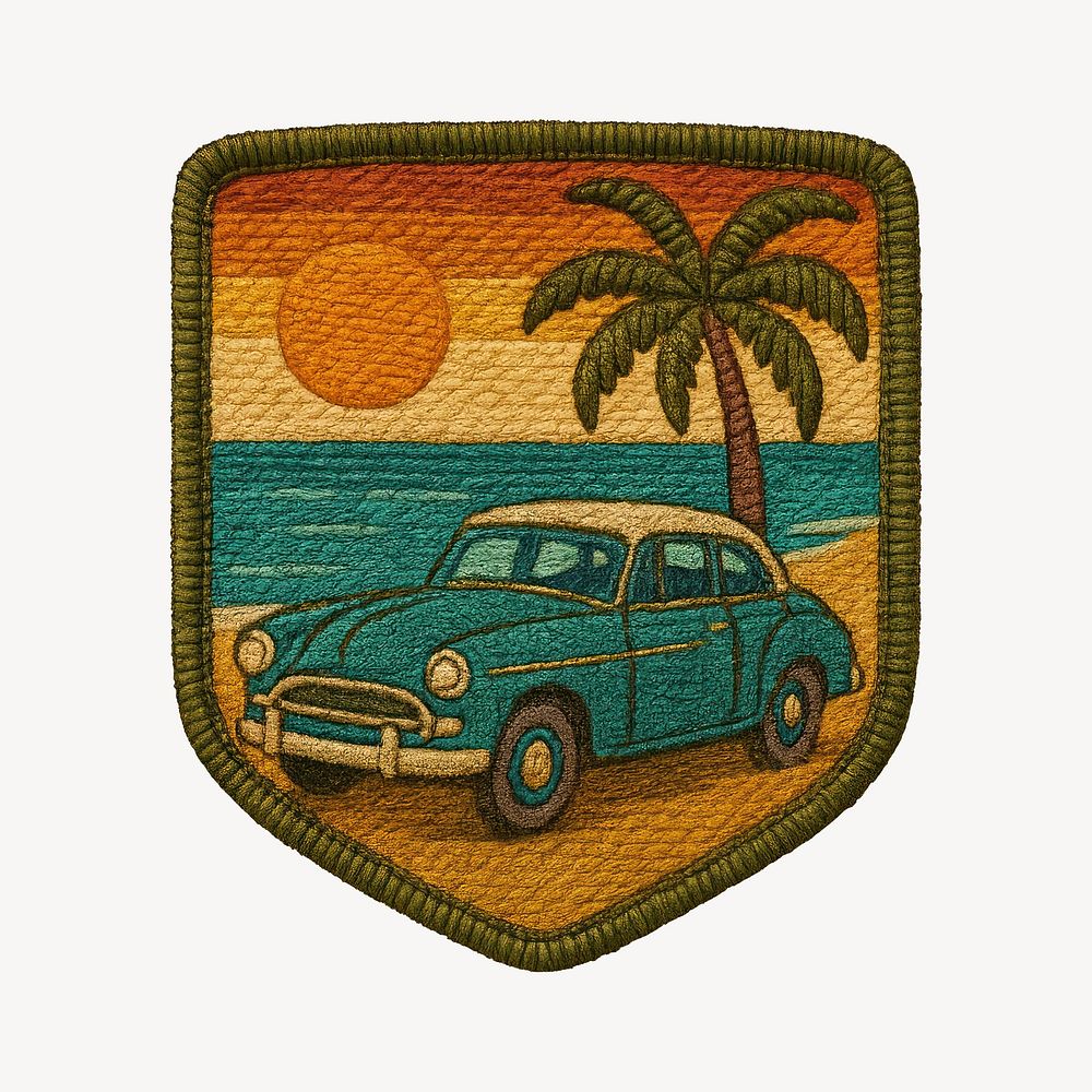 Vintage beach car patch | Free Photo - rawpixel