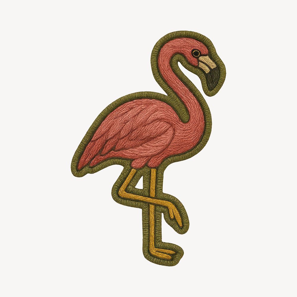 Embroidered flamingo patch design | Free Photo - rawpixel