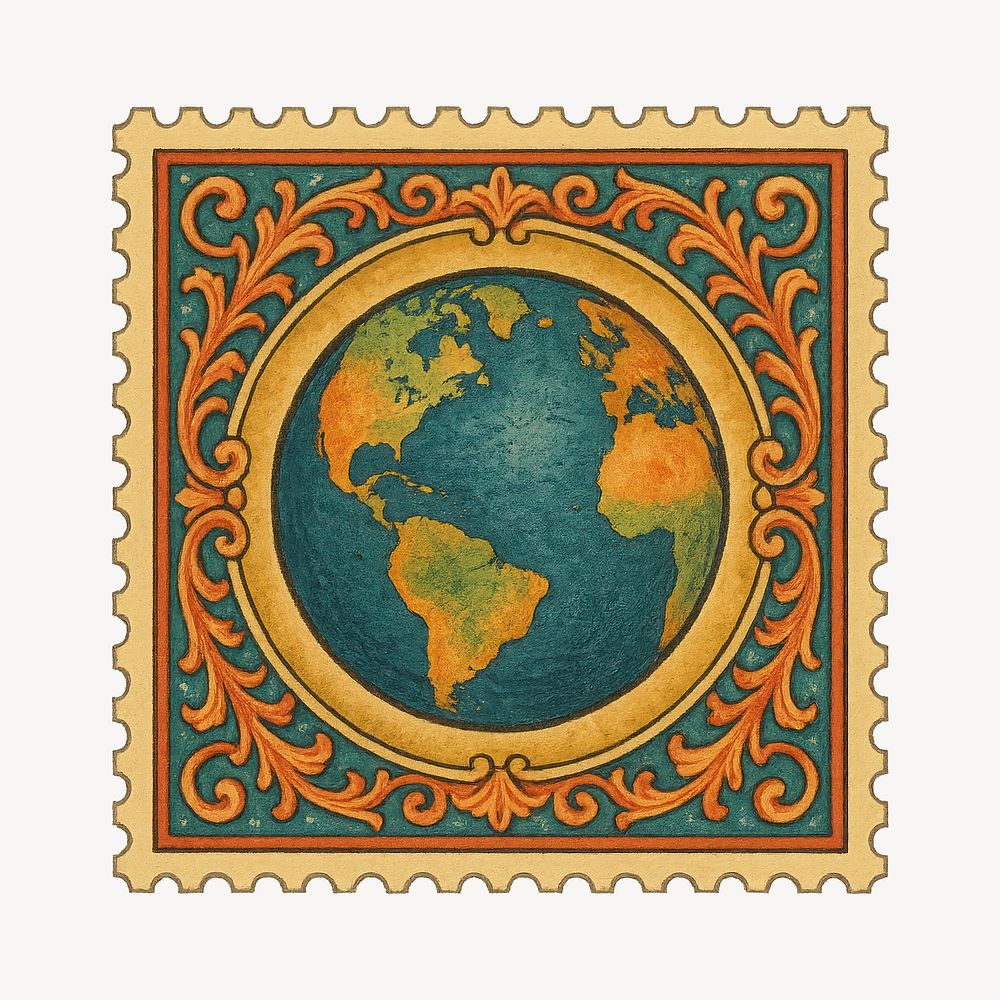 Vintage Earth postage stamp illustration | Free Photo Illustration ...