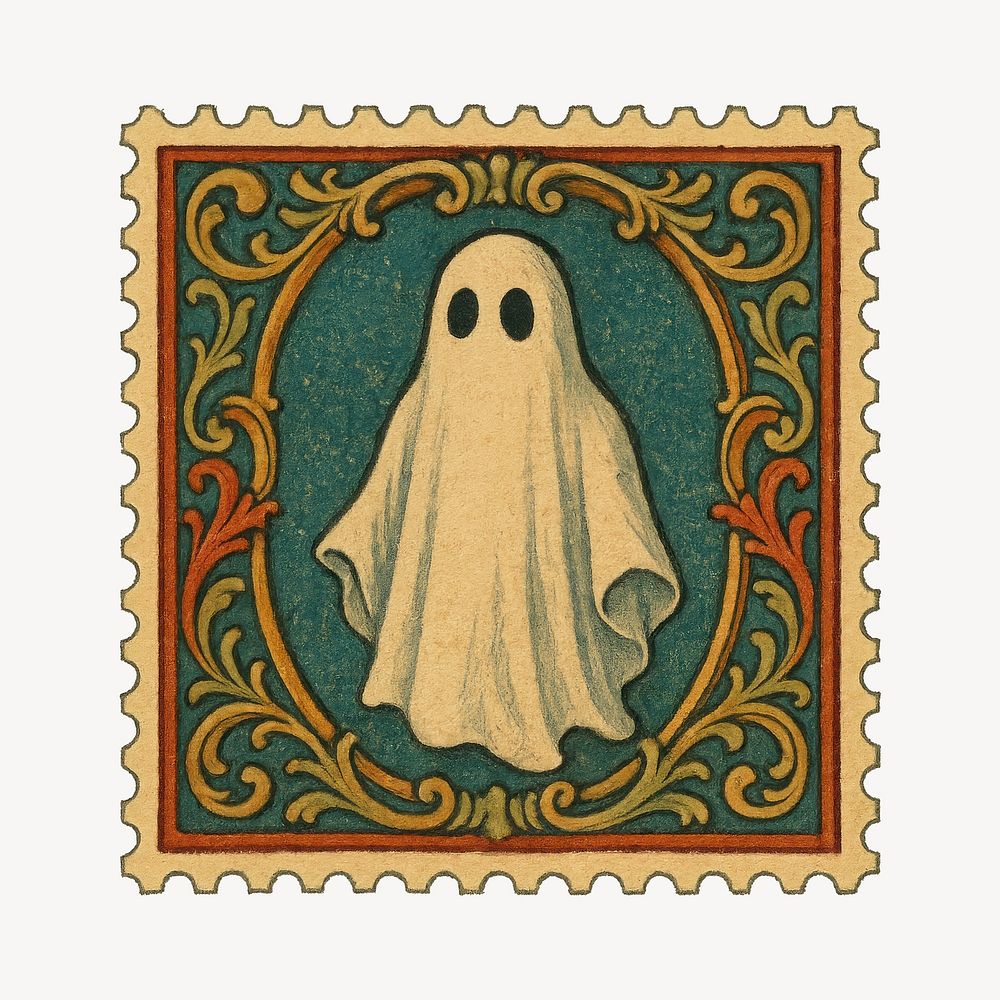 Vintage ghost stamp illustration | Free Photo Illustration - rawpixel