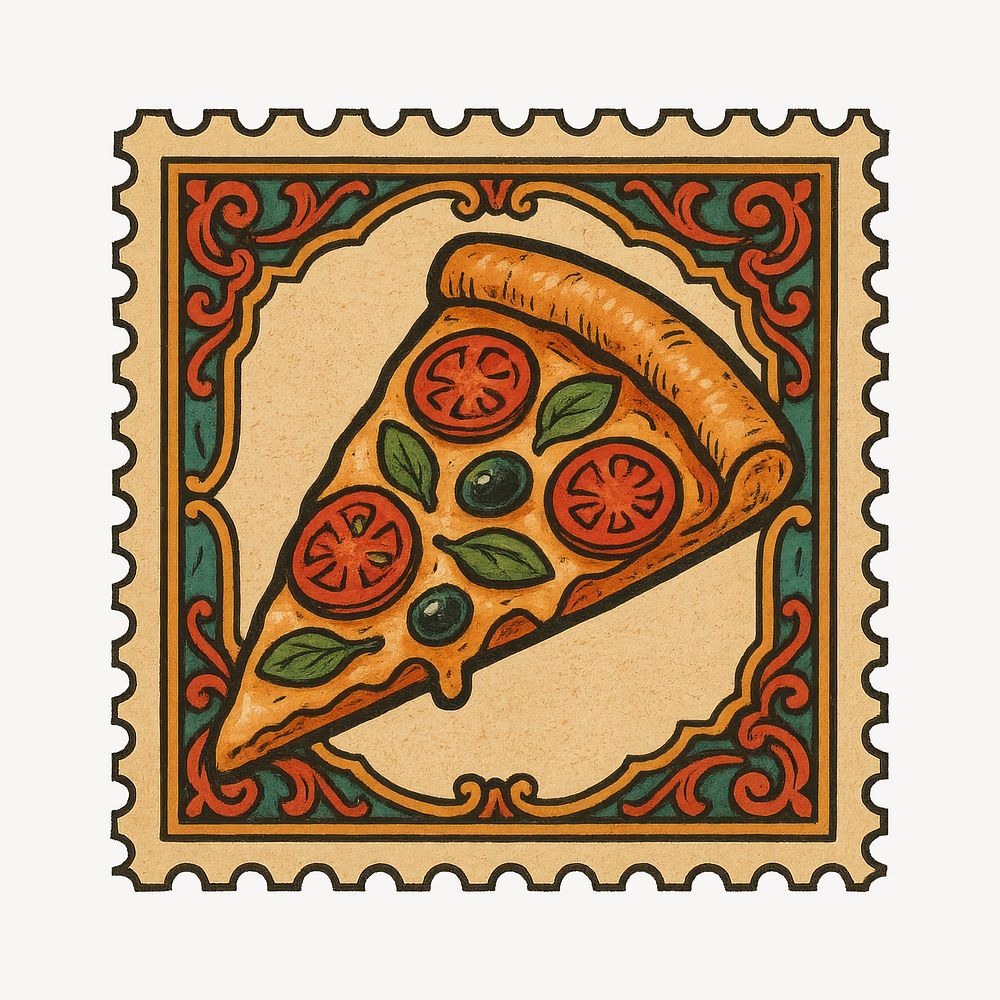 Vintage pizza stamp illustration | Free Photo Illustration - rawpixel