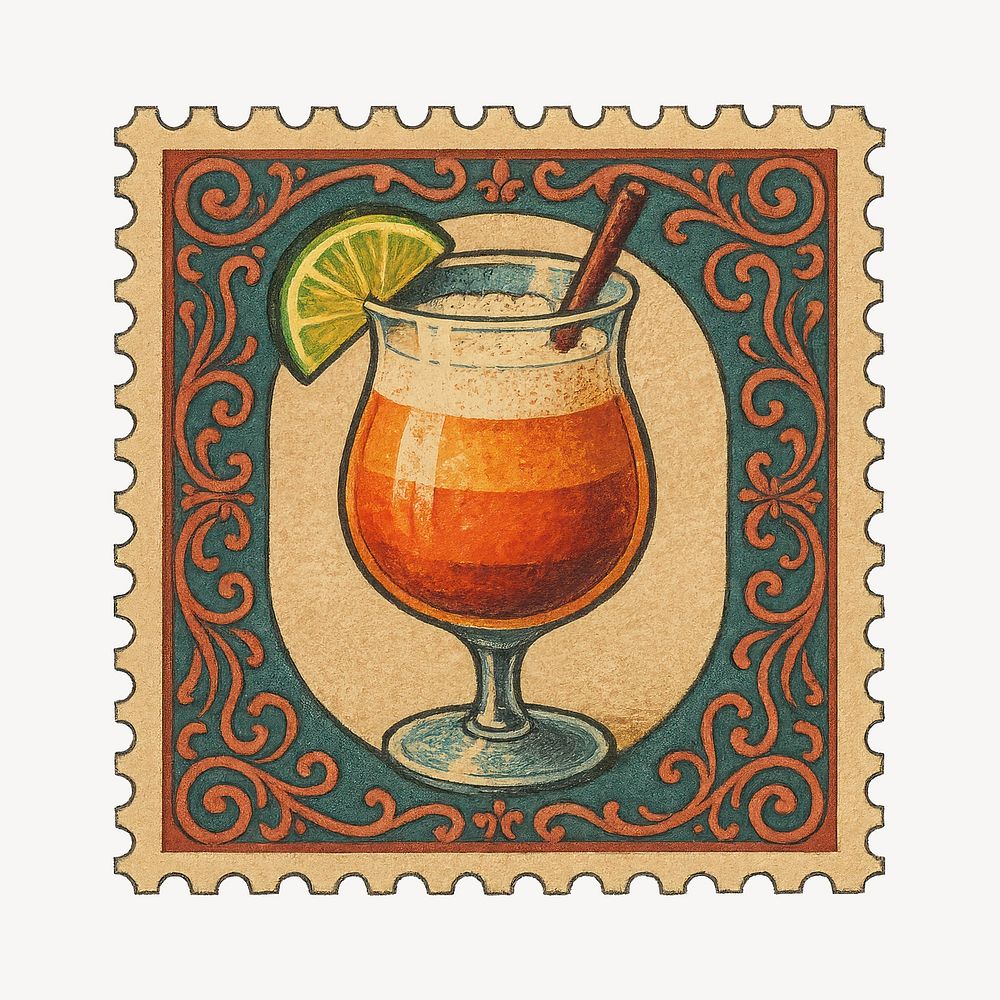 Vintage cocktail stamp illustration | Free Photo Illustration - rawpixel
