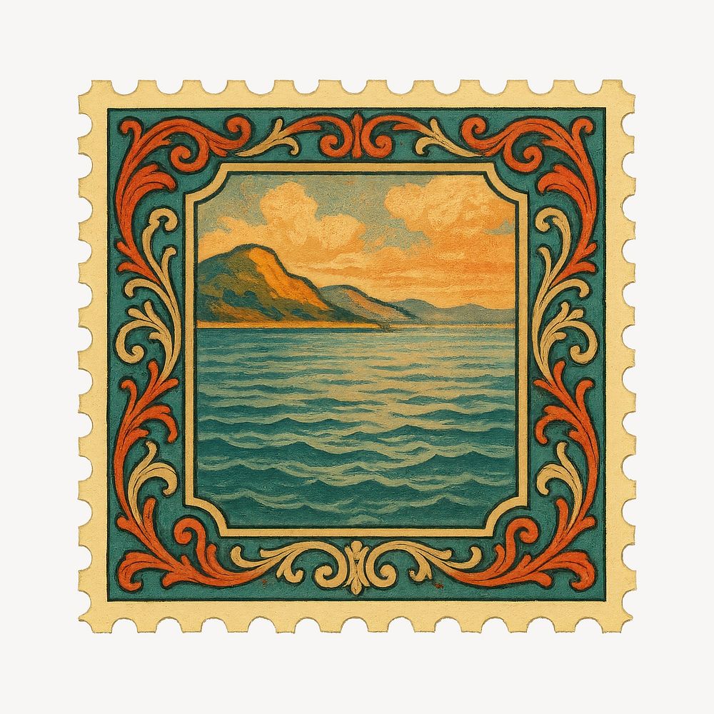 Vintage ocean stamp illustration | Free Photo Illustration - rawpixel
