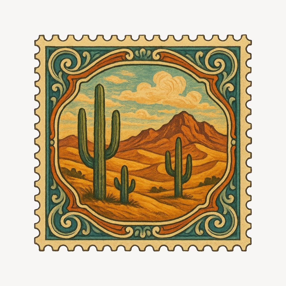 Vintage desert stamp illustration | Free Photo Illustration - rawpixel