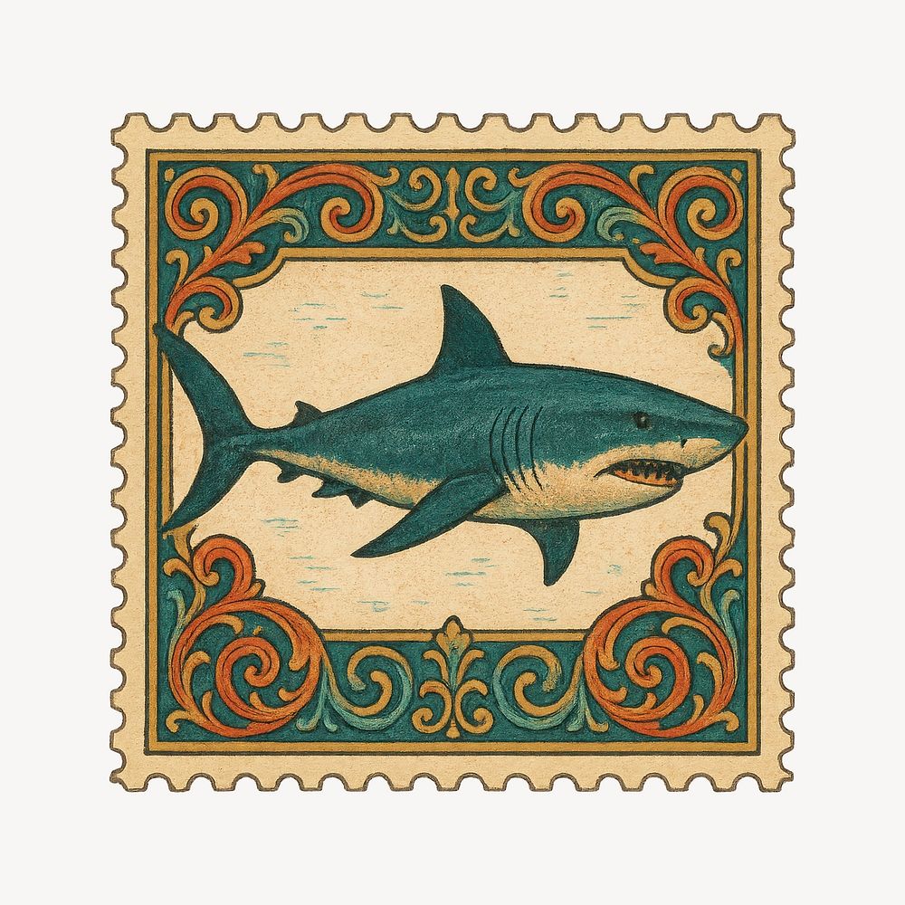Vintage shark stamp illustration | Free Photo Illustration - rawpixel