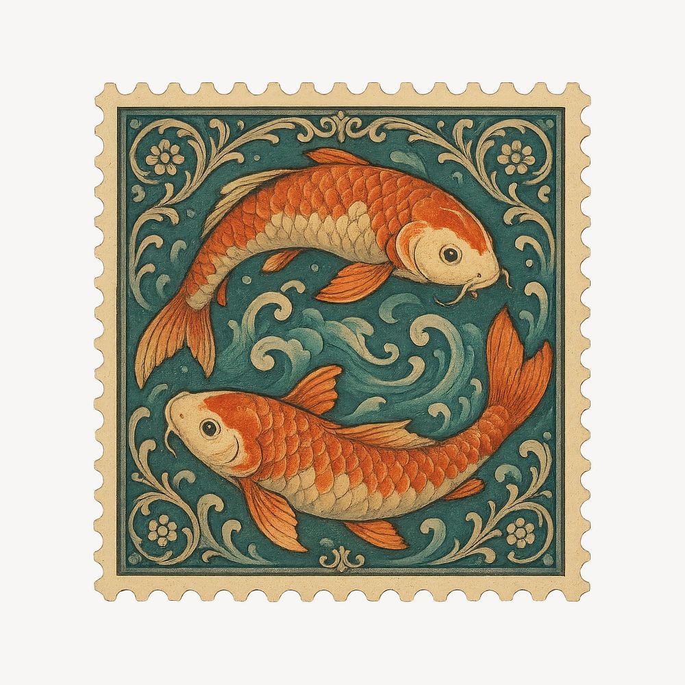Vintage koi fish stamp | Free Photo Illustration - rawpixel
