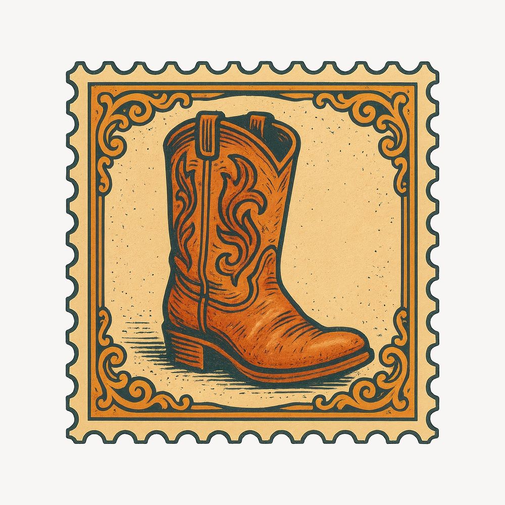 Vintage cowboy boot stamp illustration | Free Photo Illustration - rawpixel
