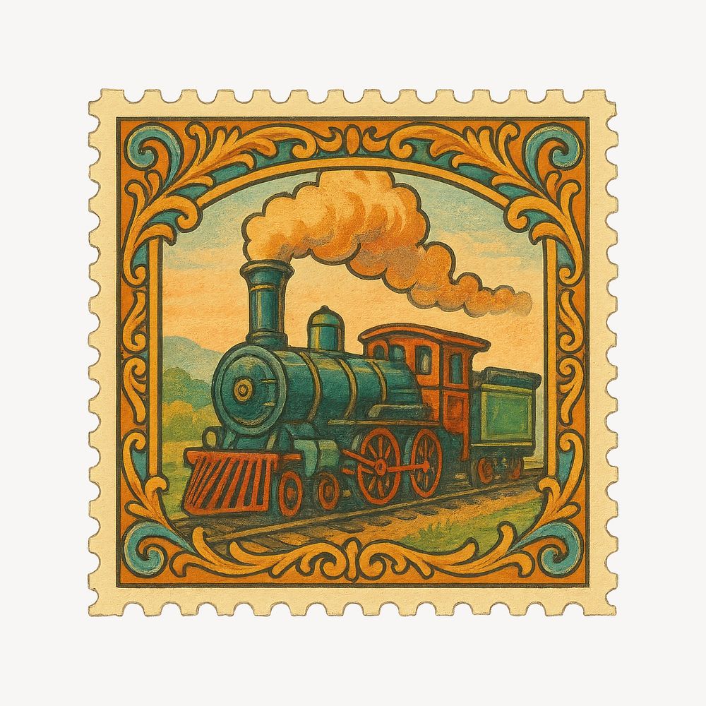 Vintage train stamp illustration | Free Photo Illustration - rawpixel