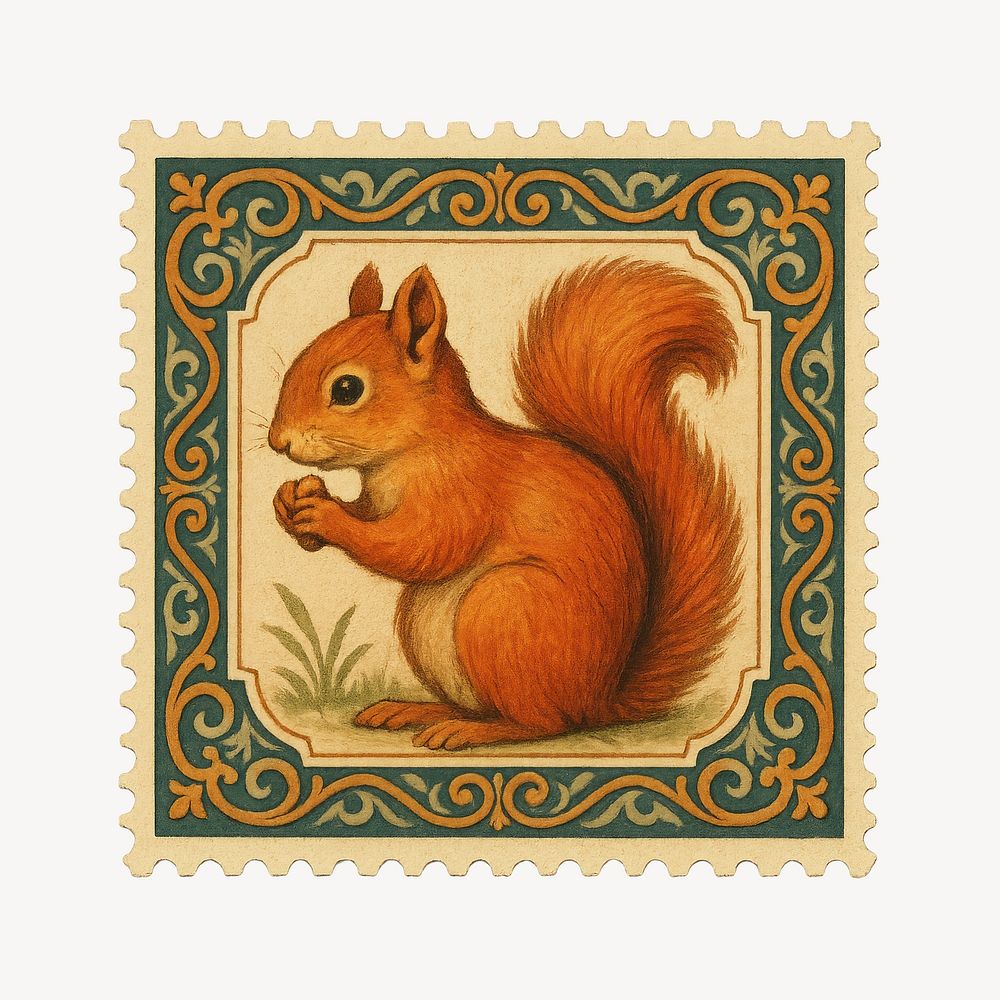 Vintage squirrel postage stamp illustration | Free Photo Illustration ...