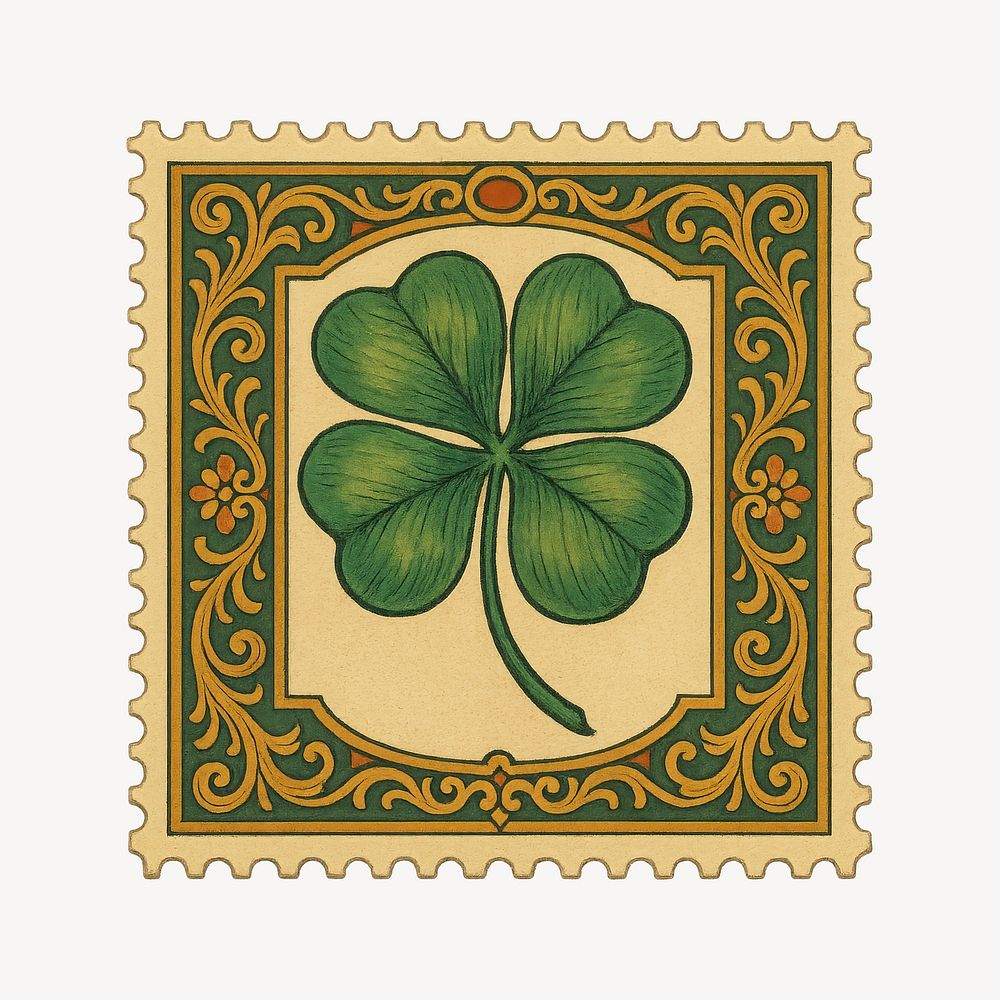 Vintage clover stamp illustration | Free Photo Illustration - rawpixel