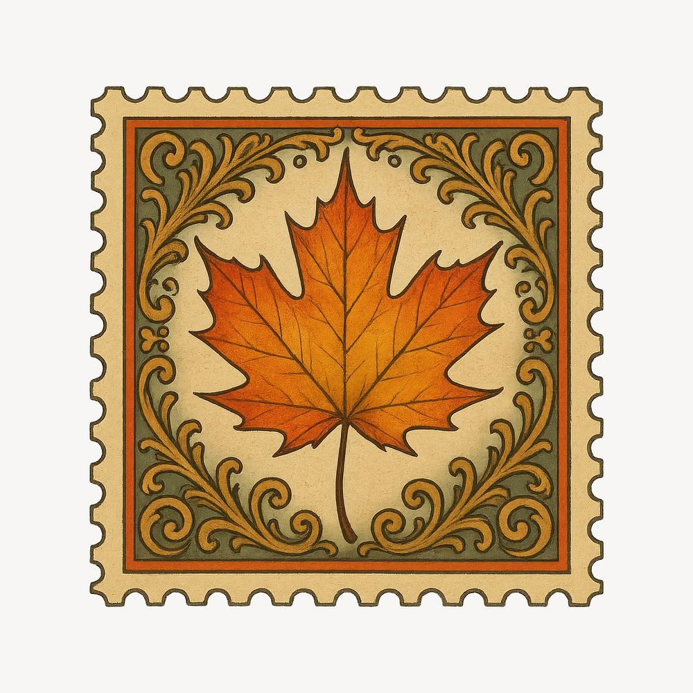 Vintage maple leaf stamp illustration | Free Photo Illustration - rawpixel