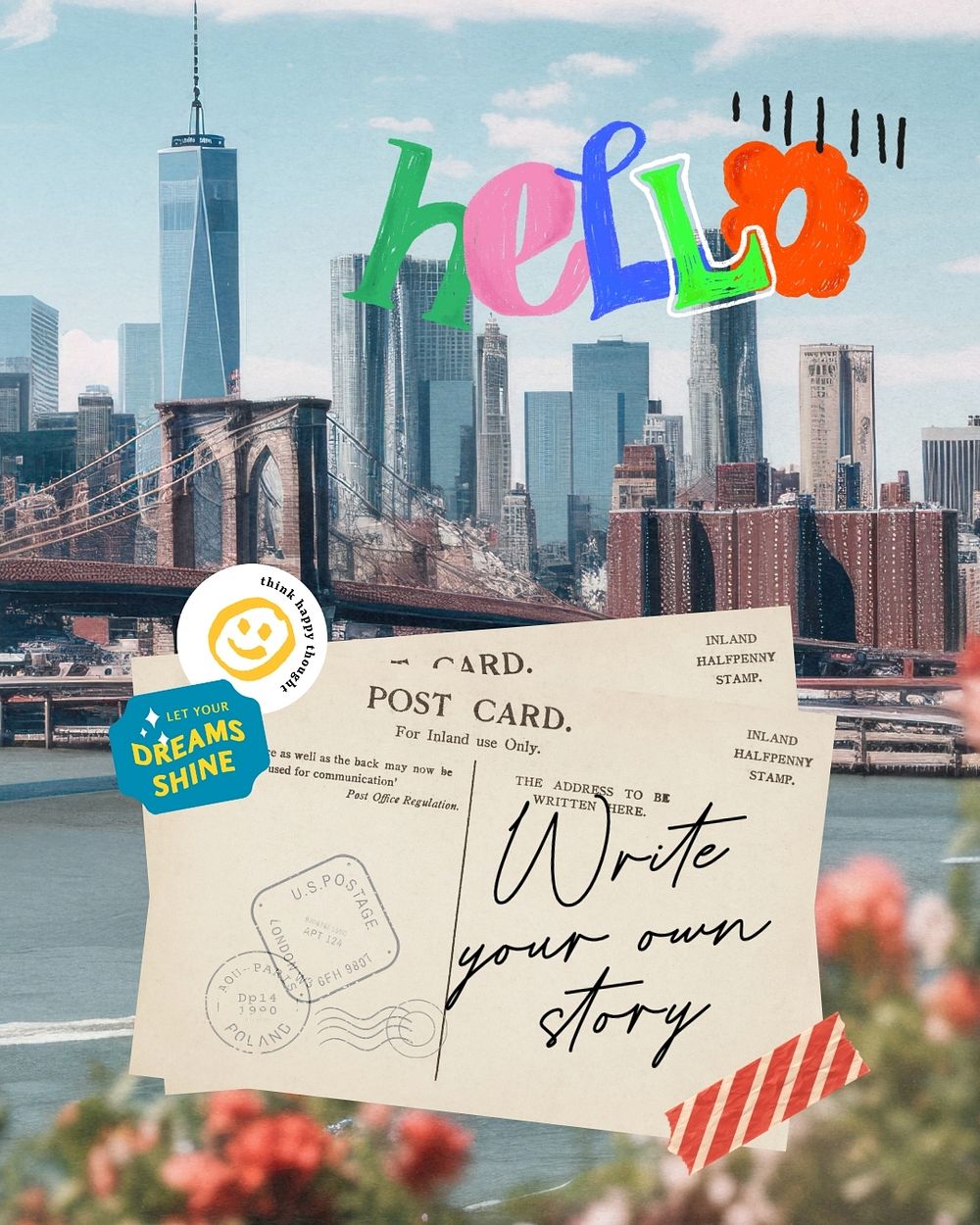 Creative postcard collage template design | Premium Photo - rawpixel