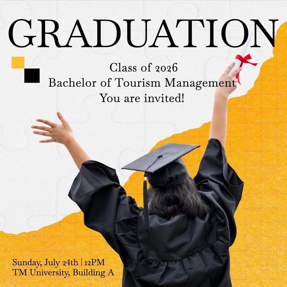Celebratory graduation invitation design template | Free Photo - rawpixel