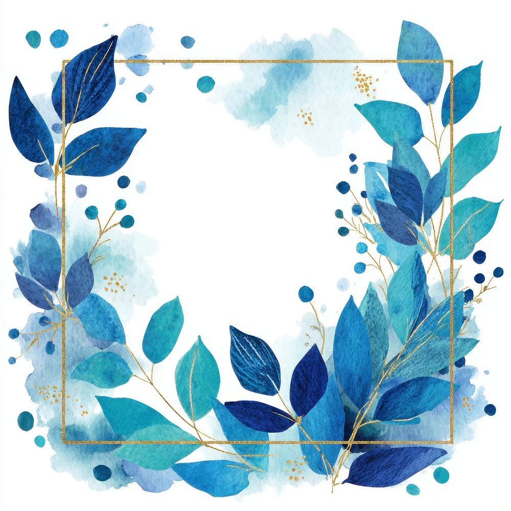 Blue leaves square shape leaf | Free Photo Illustration - rawpixel