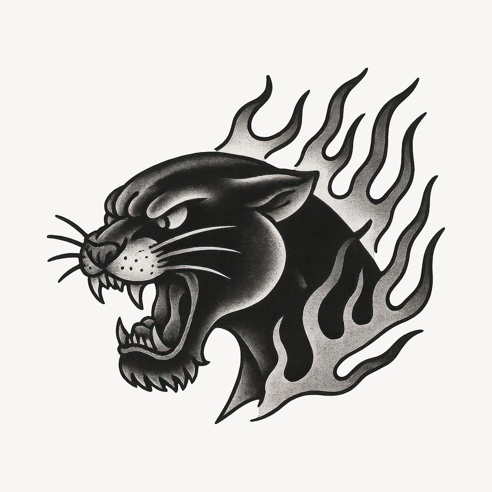 Fierce panther tattoo design | Free Photo Illustration - rawpixel