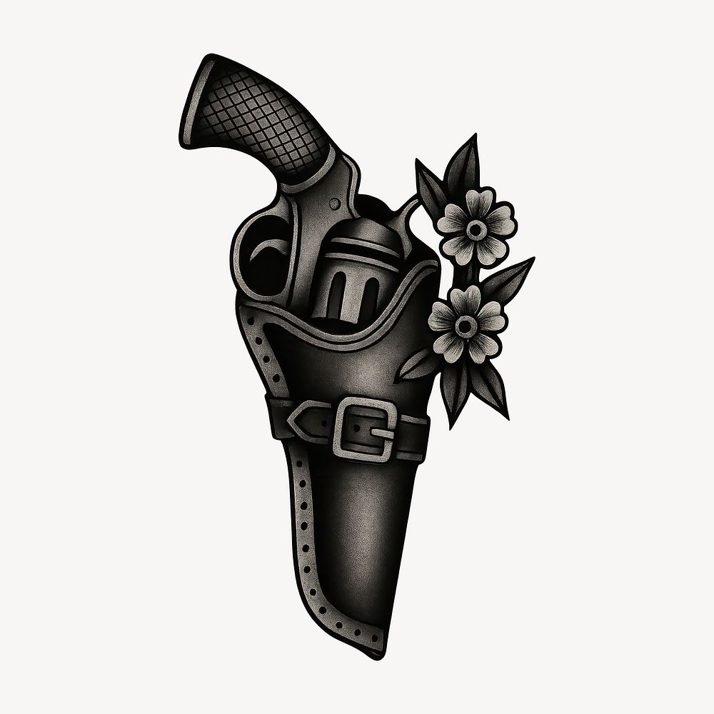 Vintage revolver tattoo design | Free Photo Illustration - rawpixel