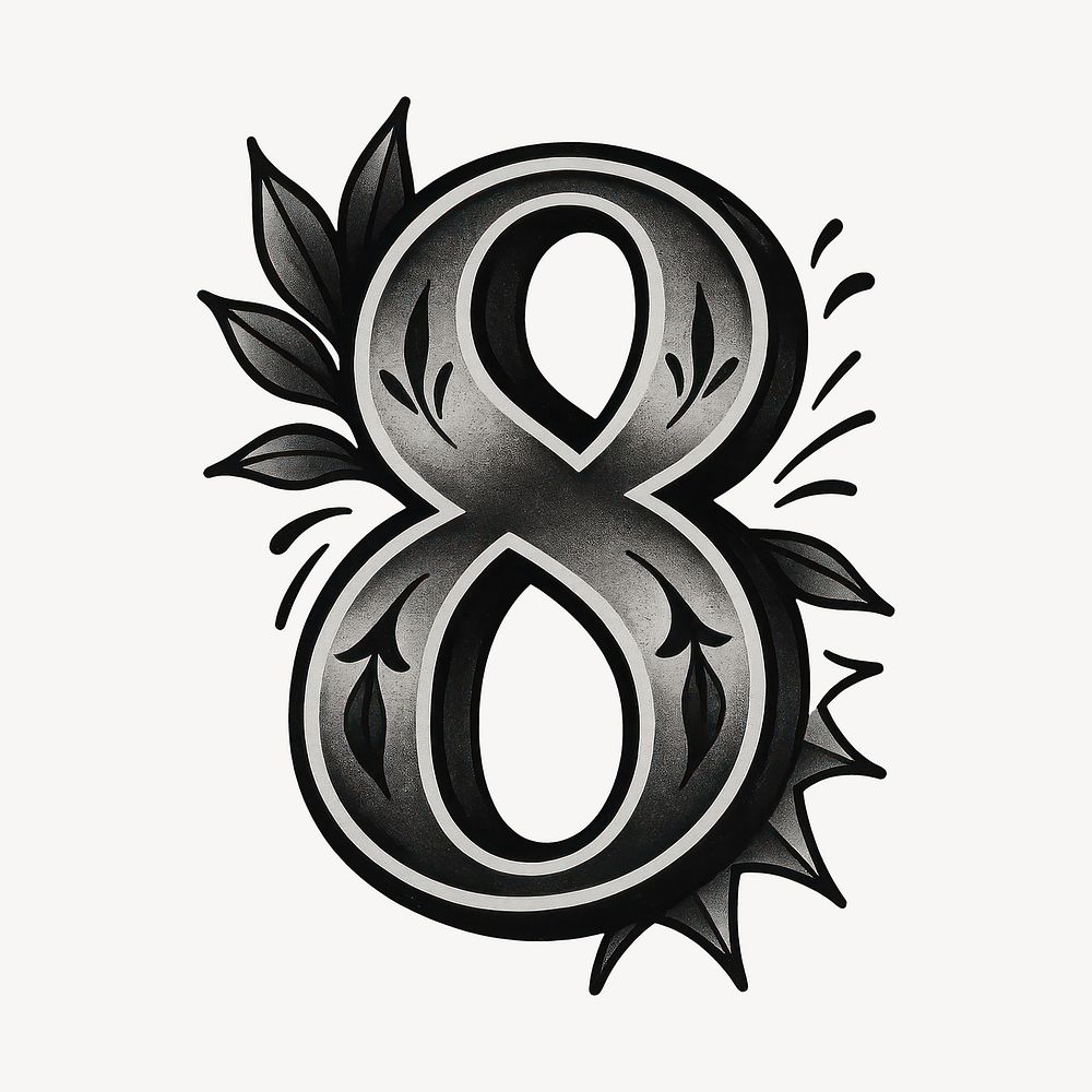 Elegant monochrome number eight design | Free Photo Illustration - rawpixel