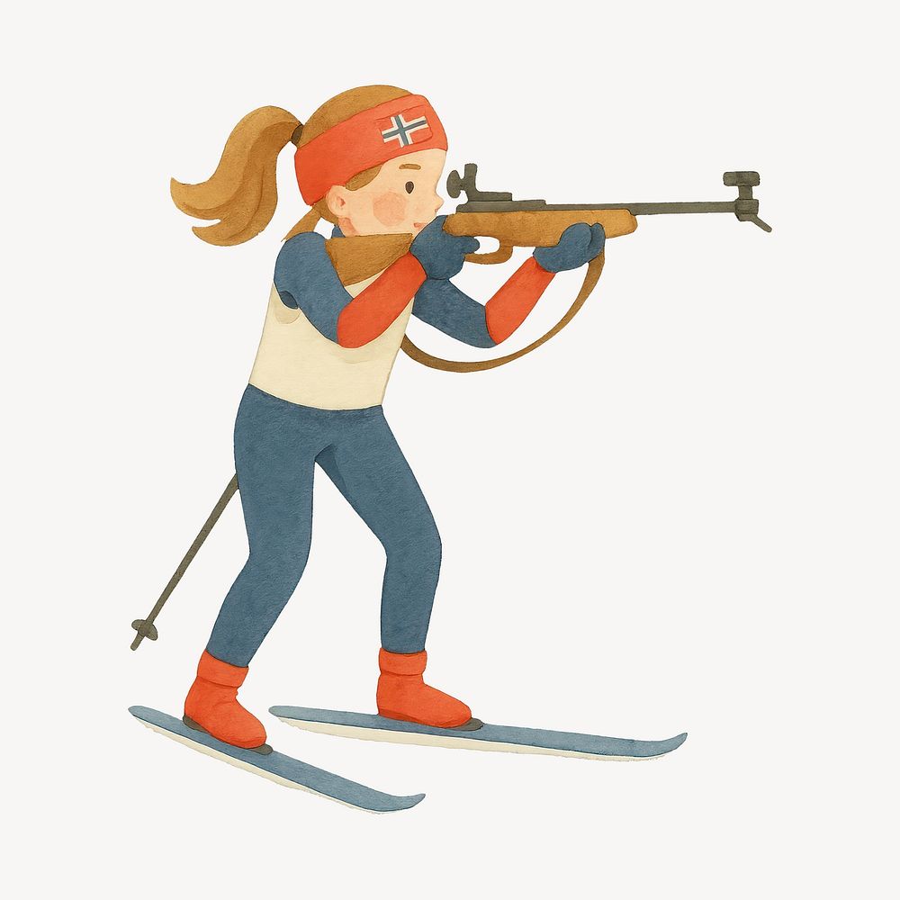 Biathlon athlete cartoon illustration | Free Photo Illustration - rawpixel