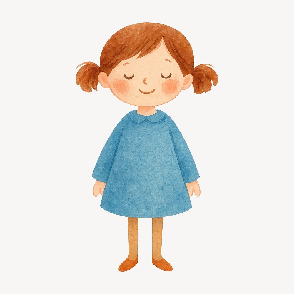 Cute watercolor girl illustration | Free Photo Illustration - rawpixel
