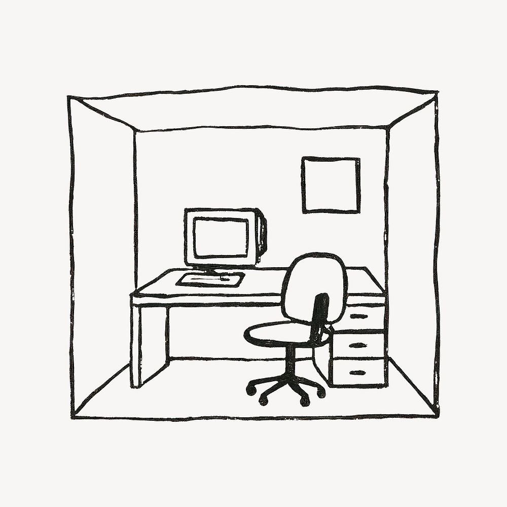 Minimalist office cubicle illustration | Free Photo Illustration - rawpixel