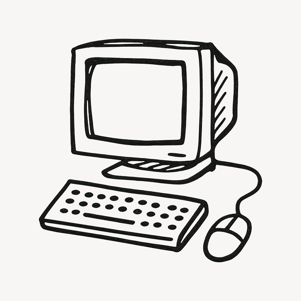 Retro computer illustration drawing | Free Photo Illustration - rawpixel