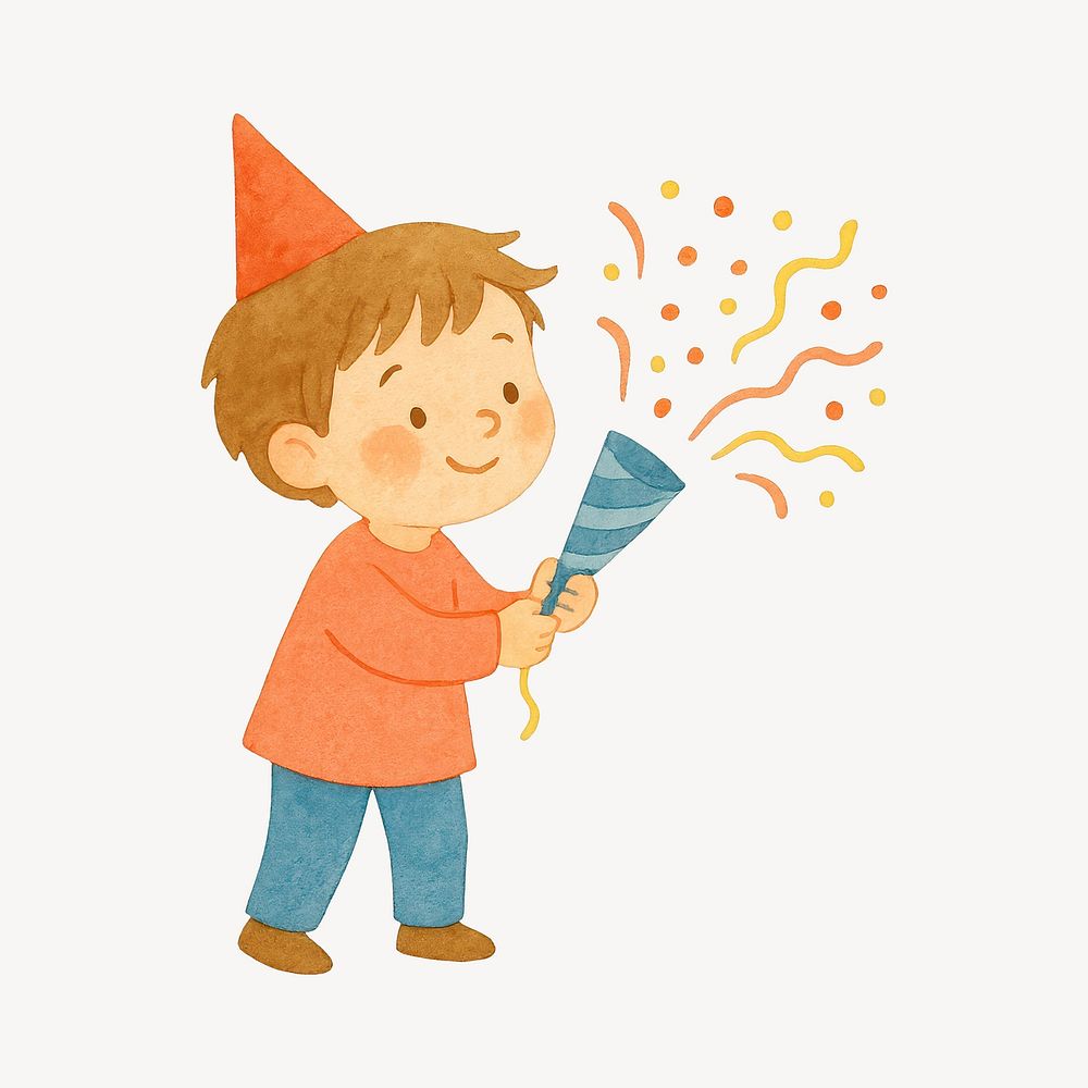 Child celebrating with party popper | Free Photo Illustration - rawpixel