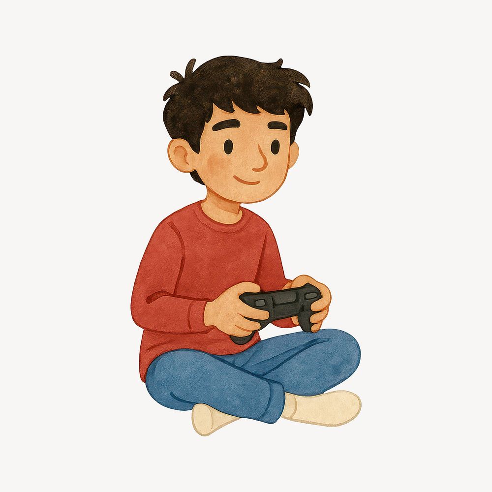 Child gaming with controller illustration | Free Photo Illustration ...