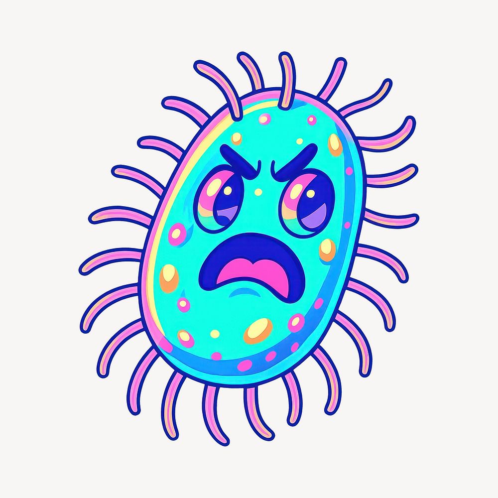 Colorful cartoon angry bacteria | Free Photo Illustration - rawpixel