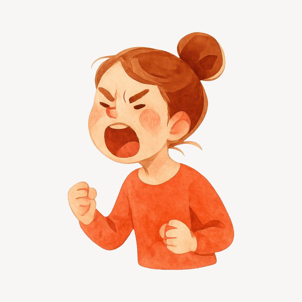 Angry cartoon girl illustration | Free Photo Illustration - rawpixel