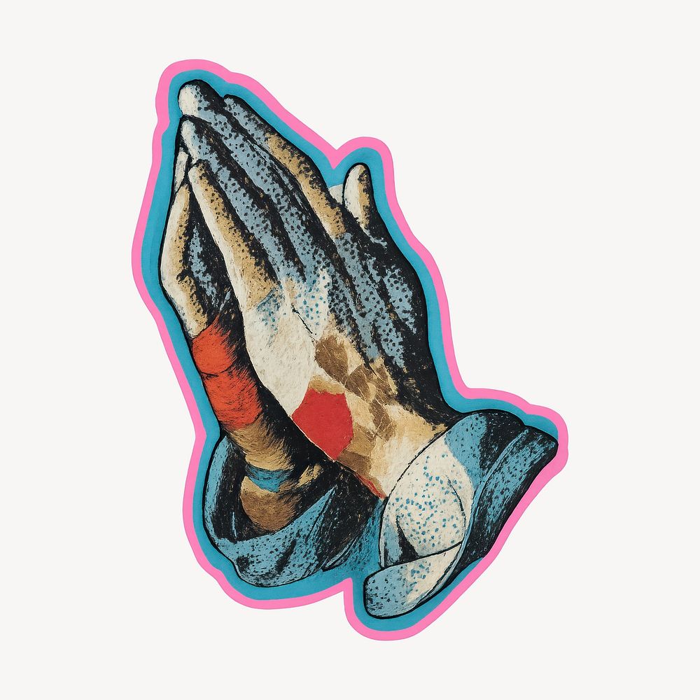 Colorful vintage praying hands illustration | Free Photo Illustration - rawpixel
