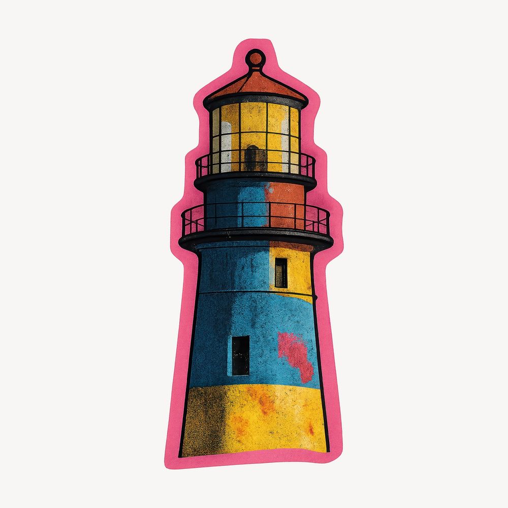 Colorful lighthouse sticker illustration | Free Photo Illustration ...