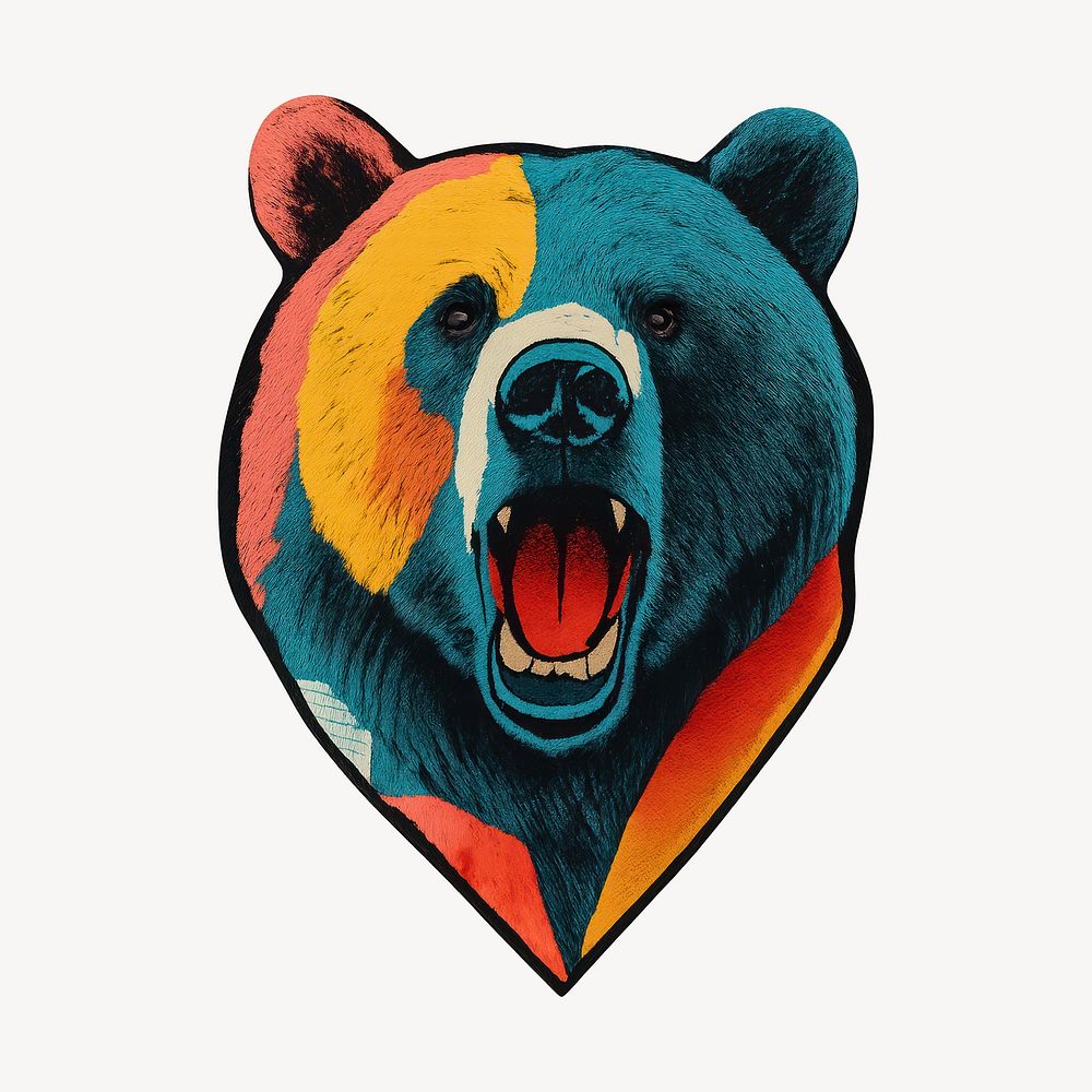 Colorful bear roaring illustration | Free Photo Illustration - rawpixel