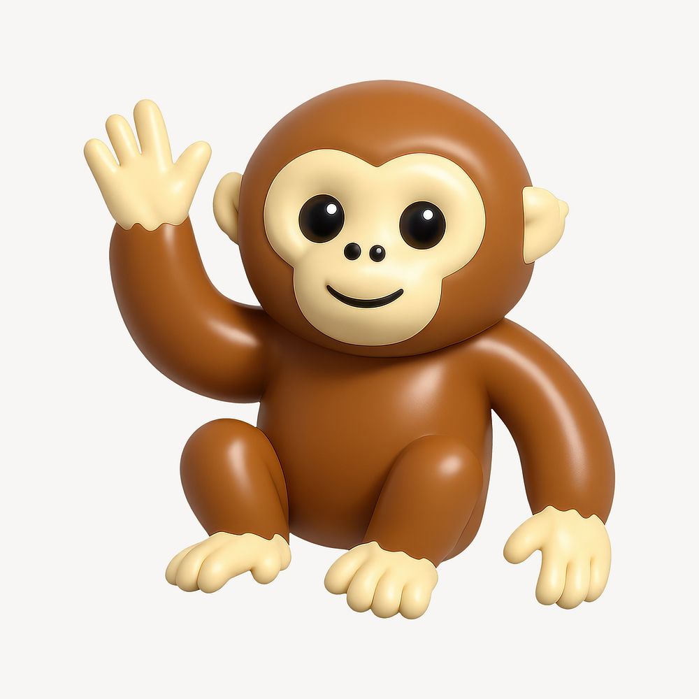 Cute cartoon monkey waving | Free Photo Illustration - rawpixel