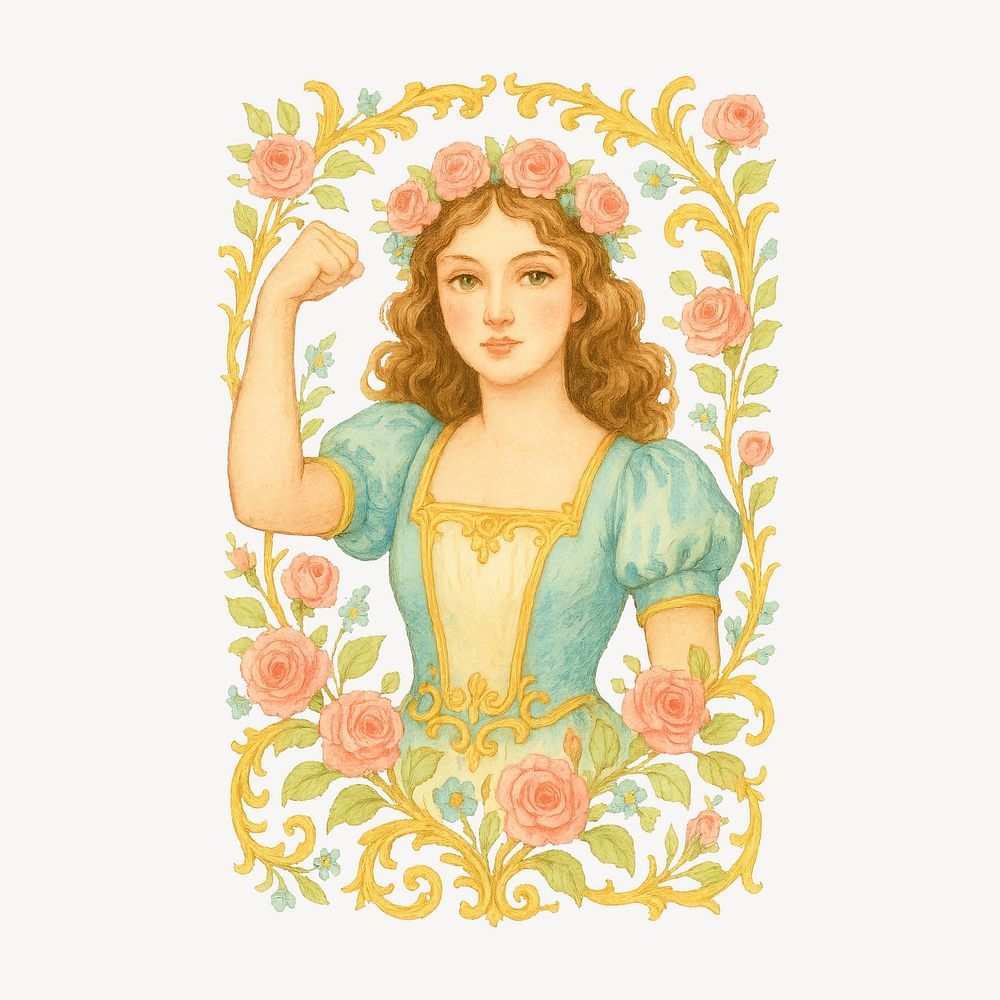 Empowered woman in floral frame | Free Photo Illustration - rawpixel