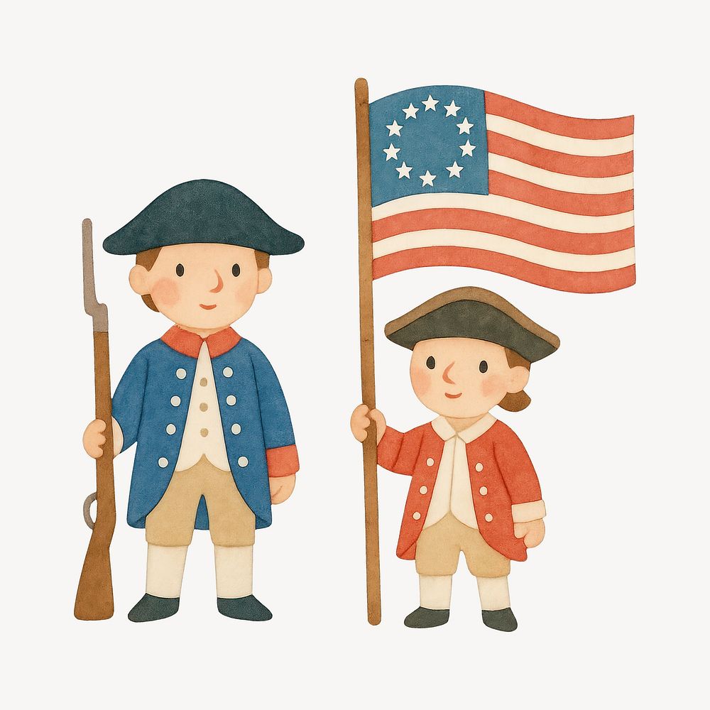 Colonial soldiers with American flag | Free Photo Illustration - rawpixel