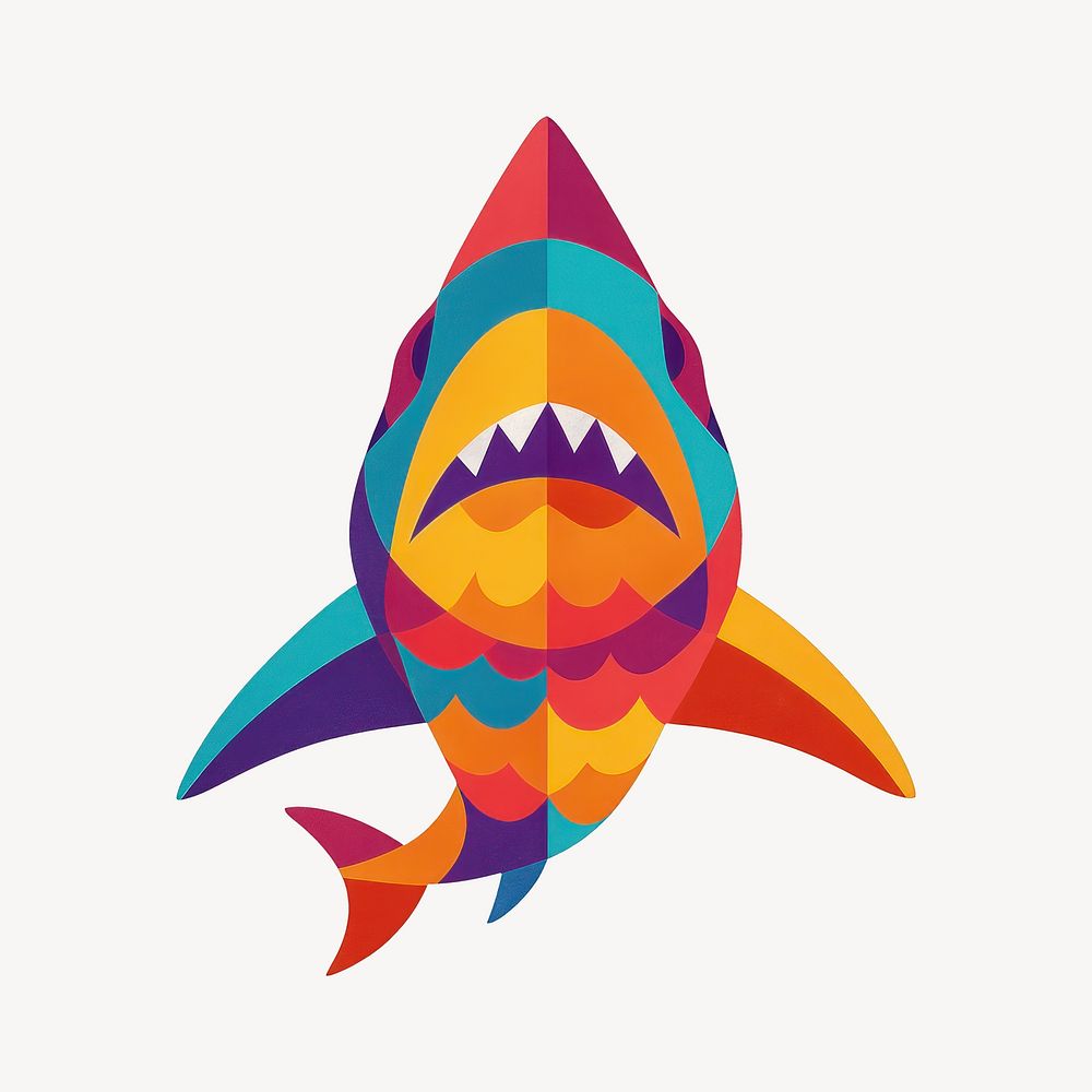 Colorful geometric shark illustration | Free Photo Illustration - rawpixel