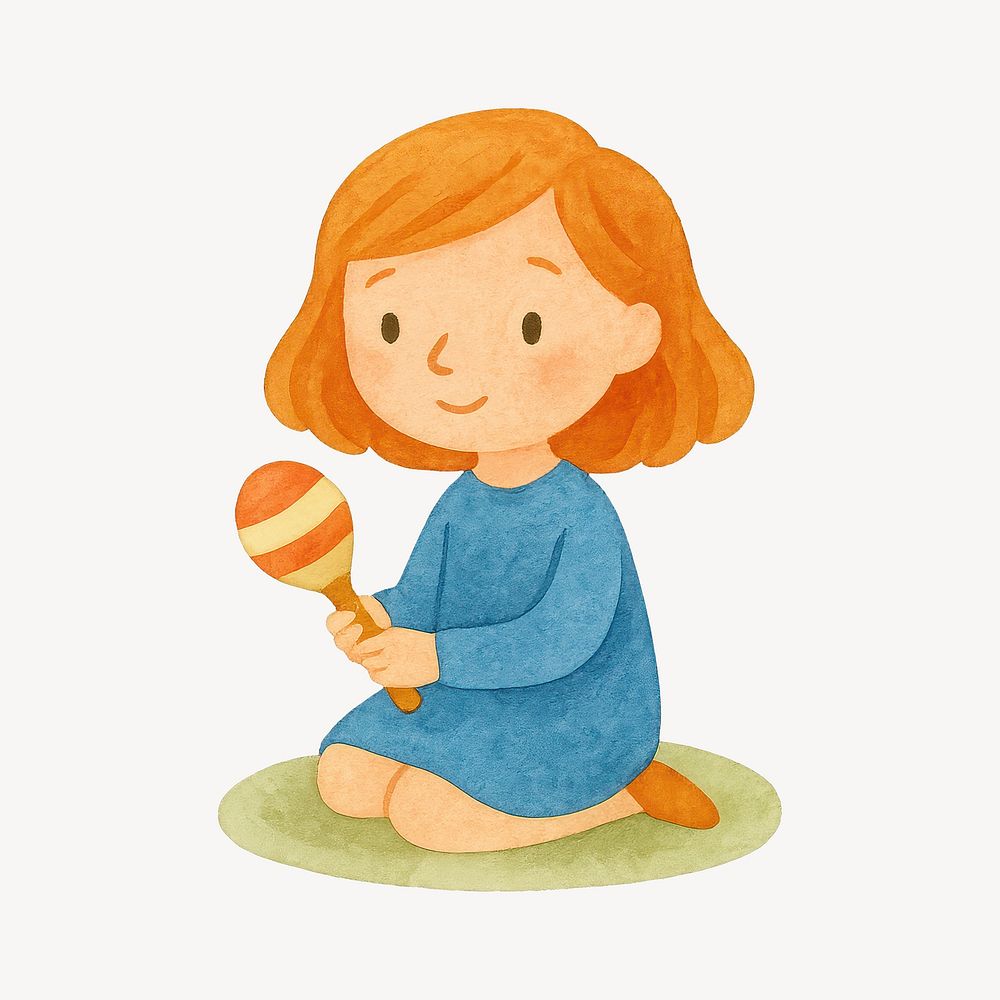 Child playing maraca illustration | Free Photo Illustration - rawpixel