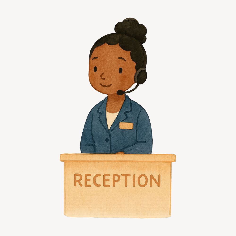 Friendly receptionist cartoon illustration | Free Photo Illustration ...