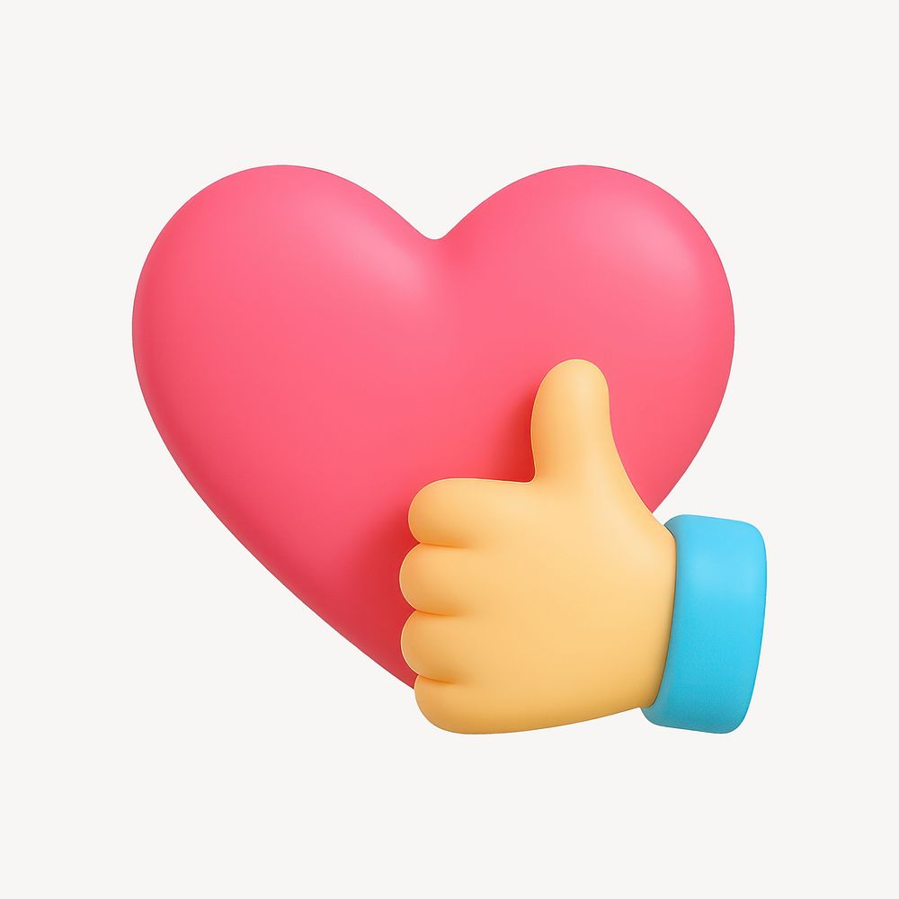 Heart thumbs-up emoji illustration | Free Photo Illustration - rawpixel