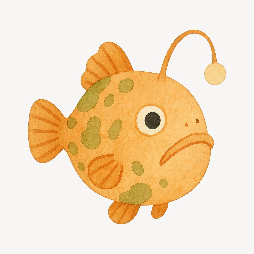 Cute cartoon anglerfish illustration | Free Photo Illustration - rawpixel