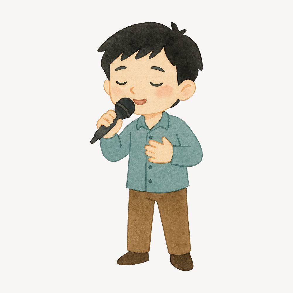 Child singing with microphone illustration | Free Photo Illustration ...