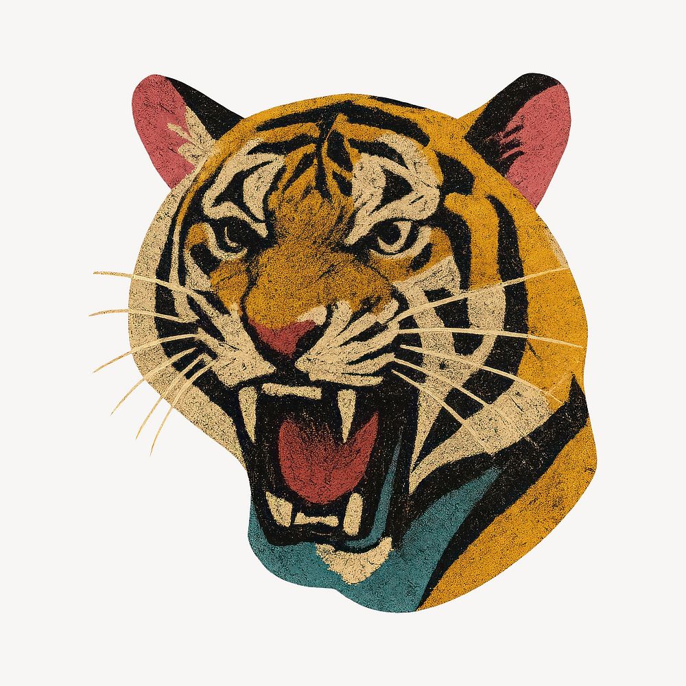 Vintage roaring tiger illustration | Free Photo Illustration - rawpixel