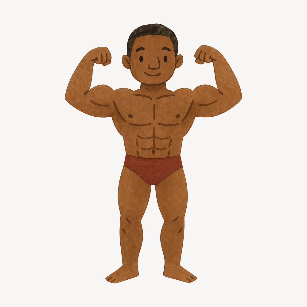 Cartoon bodybuilder flexing muscles | Free Photo Illustration - rawpixel